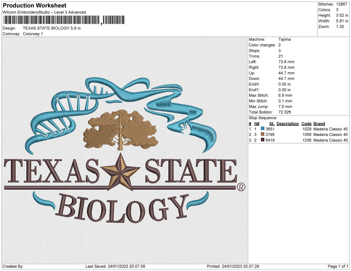 TEXAS STATE BIOLOGY – embroiderystores
