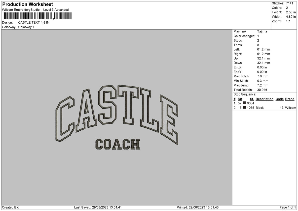 Castle Text Embroidery File 6 sizes – embroiderystores