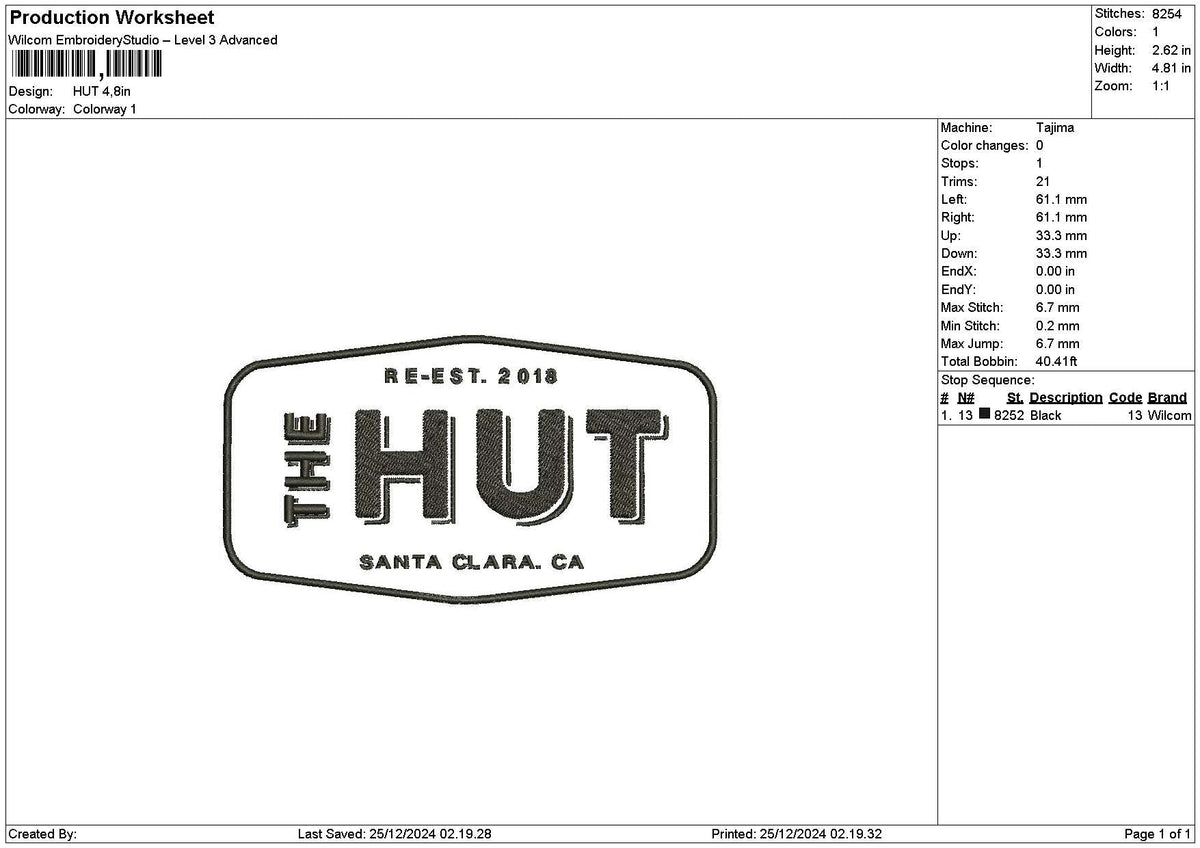 Hut Text Embroidery File 6 sizes – embroiderystores