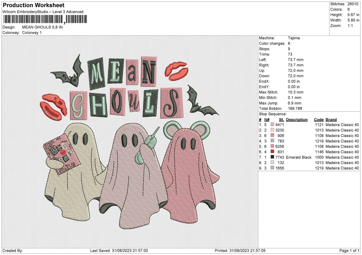MEAN GHOULS Embroidery File 6 size – embroiderystores
