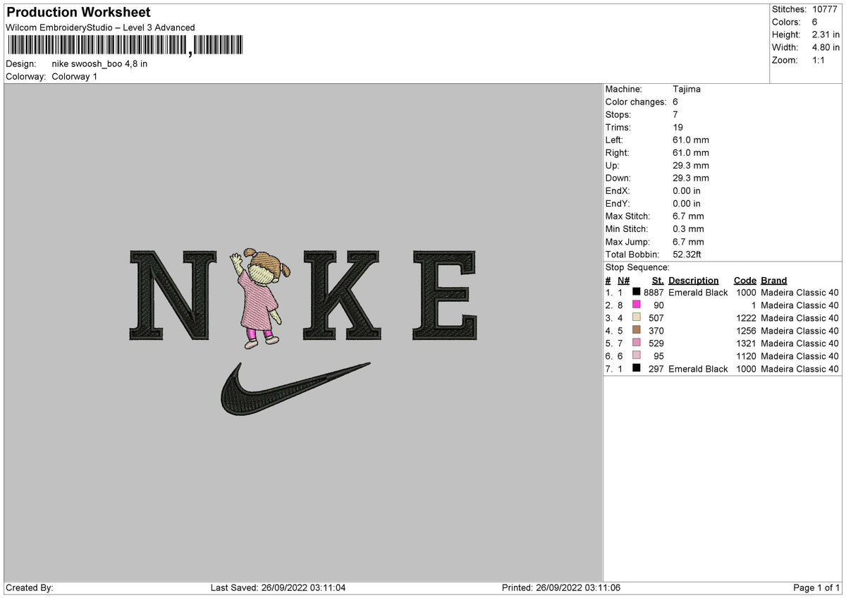 Nike Swoosh Boo Embroidery File 5 sizes – embroiderystores