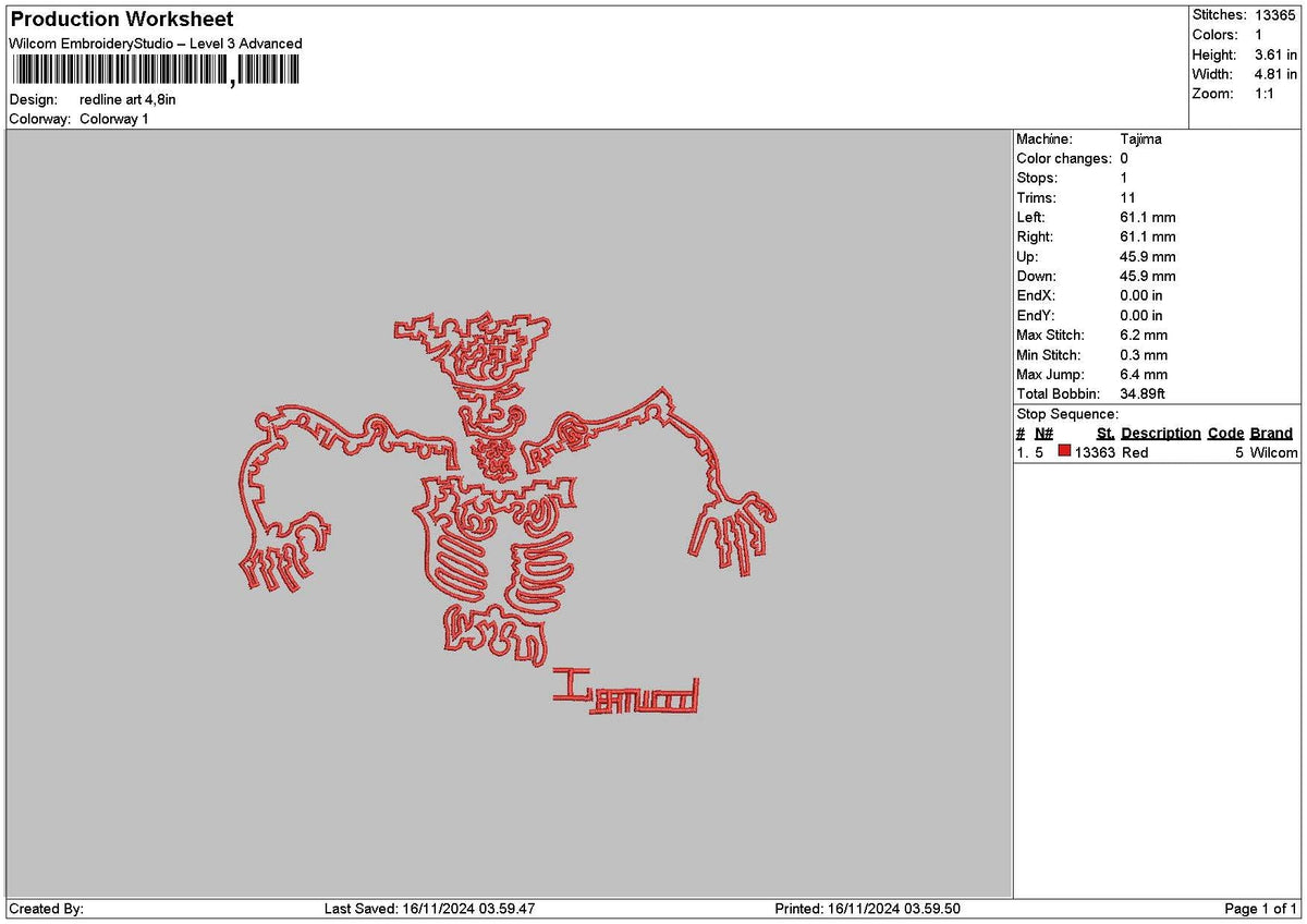 Redline Embroidery File 6 sizes – embroiderystores