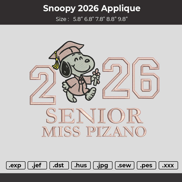 Snoopy 2026 Applique Embroidery File Design – embroiderystores