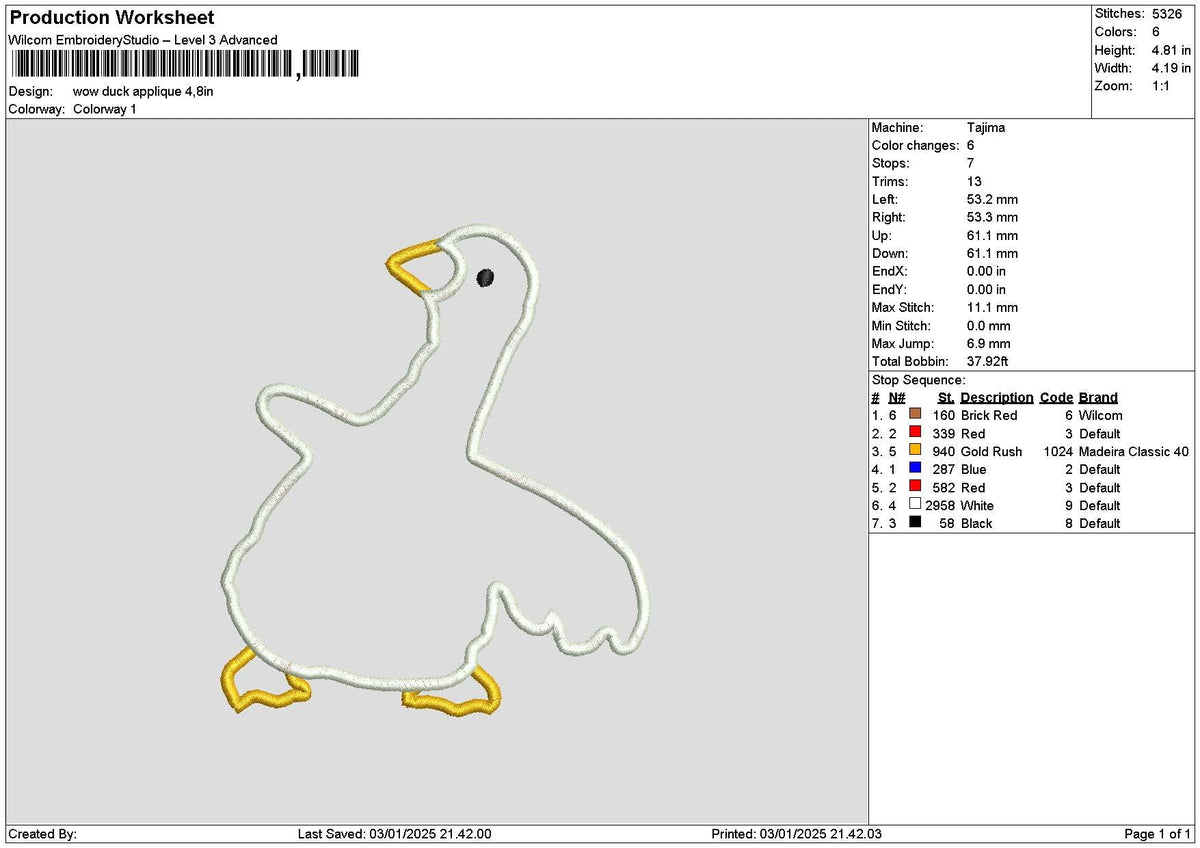 Duck App Embroidery File 6 sizes – embroiderystores