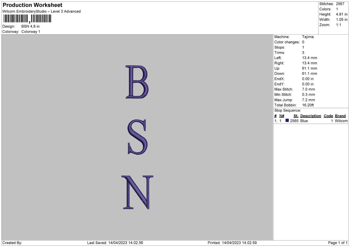 Bsn Embroidery File 6 sizes – embroiderystores