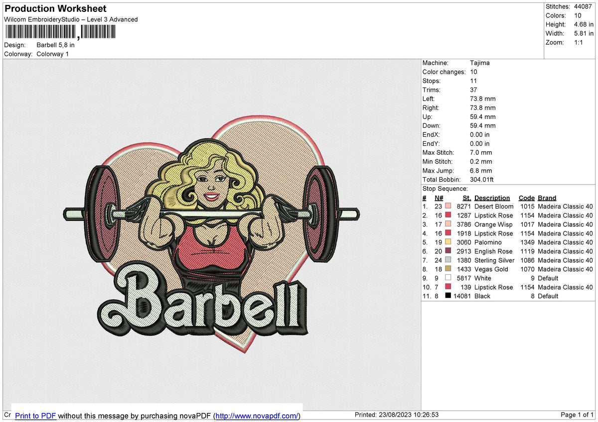 Barbell Embroidery File 6 size – embroiderystores