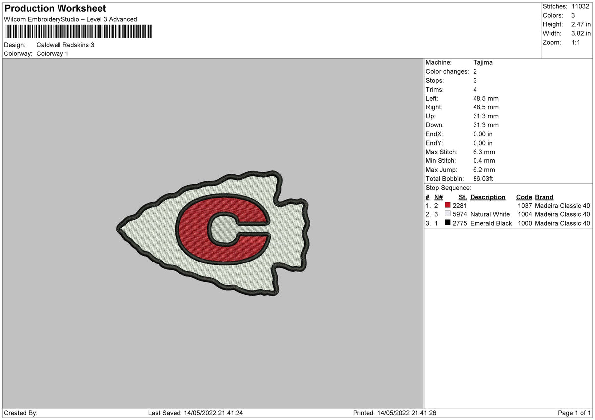 Caldwell Redskins – embroiderystores