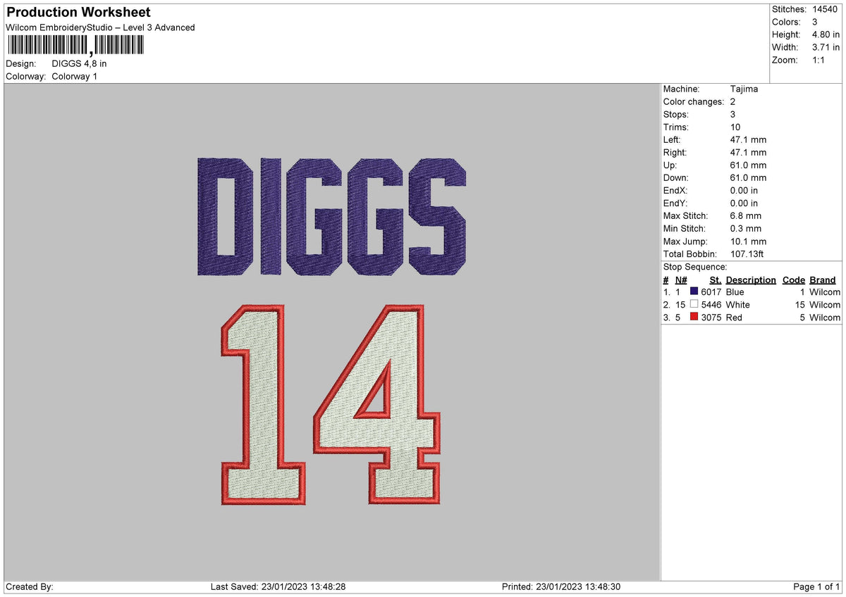 Diggs Embroidery File 6 sizes – embroiderystores