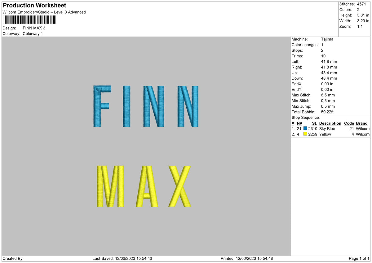 Finn Max Embroidery File 6 sizes – embroiderystores