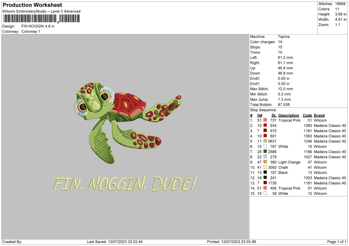 Fin Noggin Embroidery File 6 sizes – embroiderystores