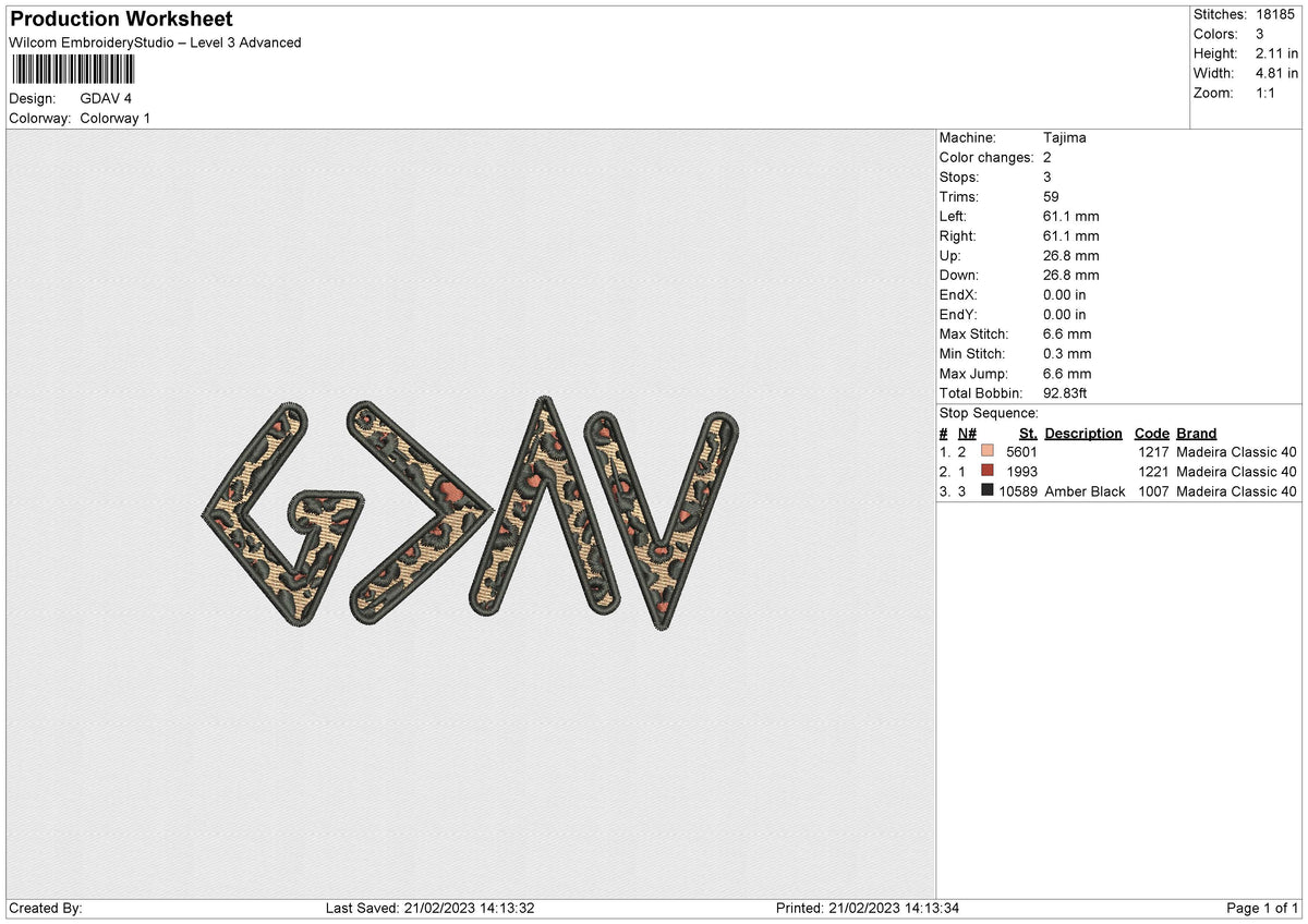 Gdav Embroidery File 6 sizes – embroiderystores