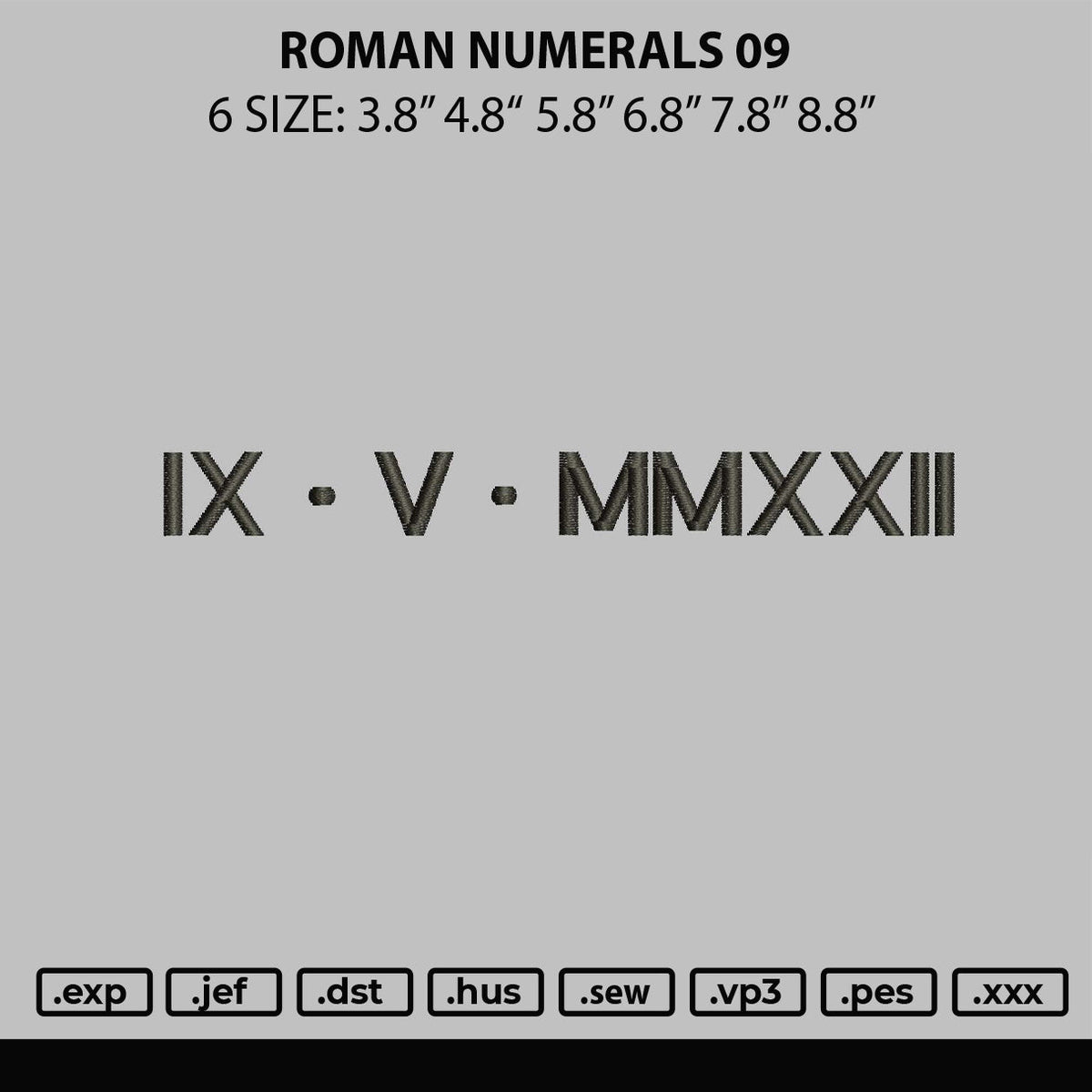 Roman Numerals 09 Embroidery File 6 sizes – embroiderystores