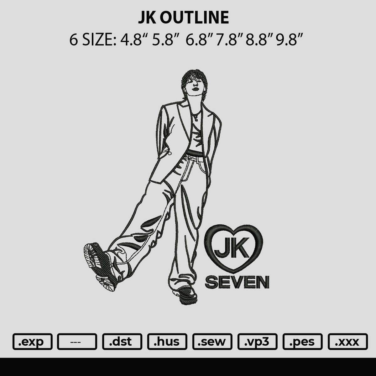 Jk Outline Embroidery File 6 sizes – embroiderystores