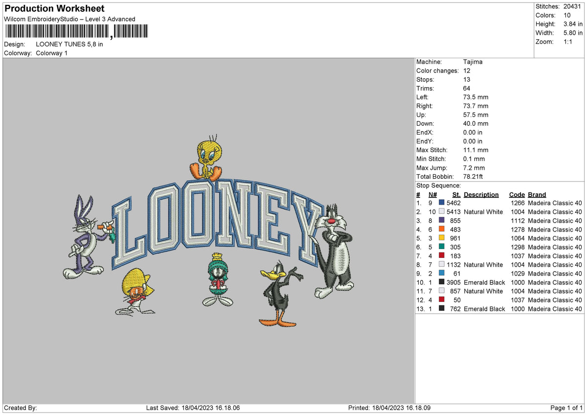 Looney Txt Embroidery File 6 sizes – embroiderystores