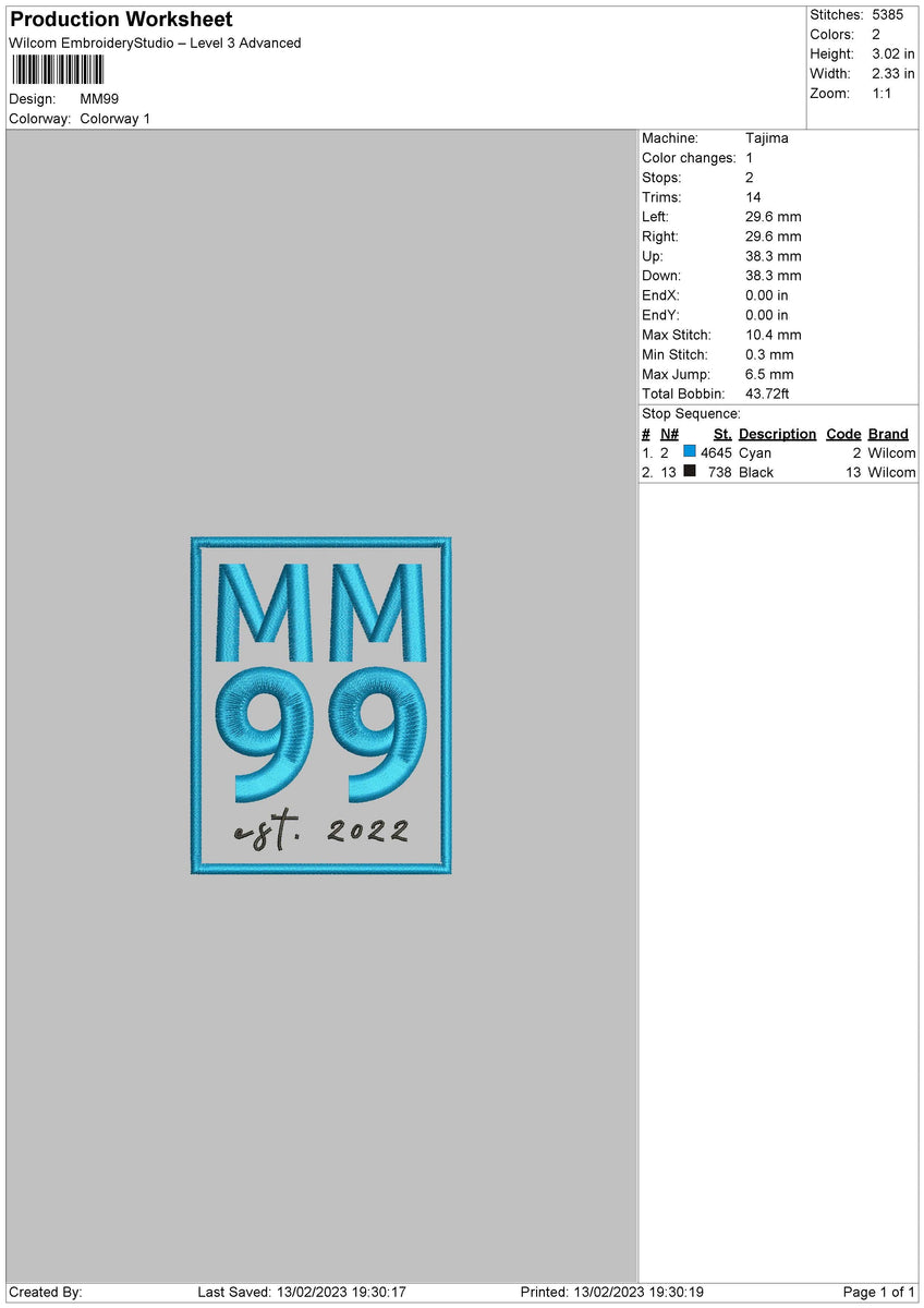 Mm99 Embroidery File 6 sizes – embroiderystores