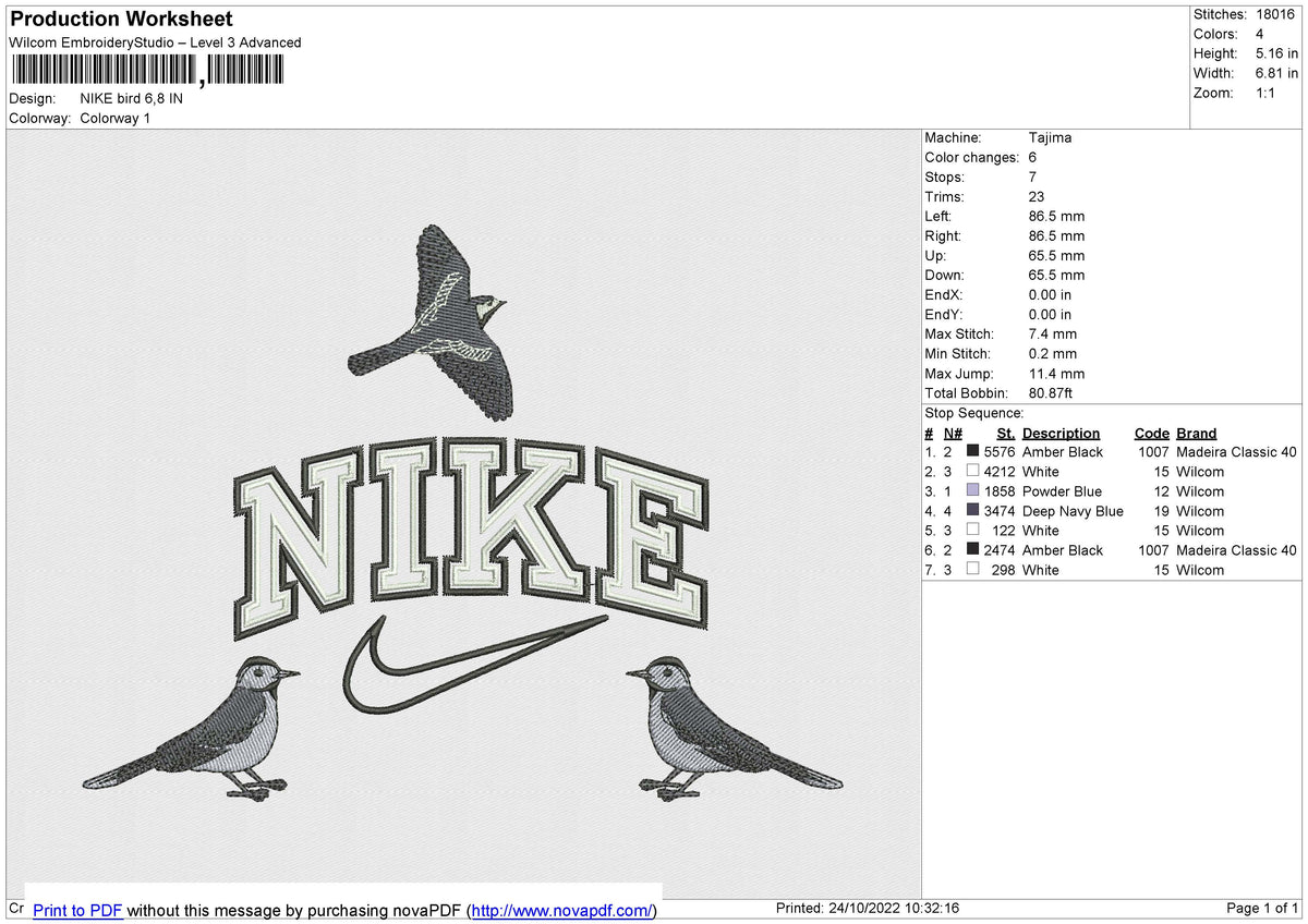 Nike Bird Embroidery – embroiderystores