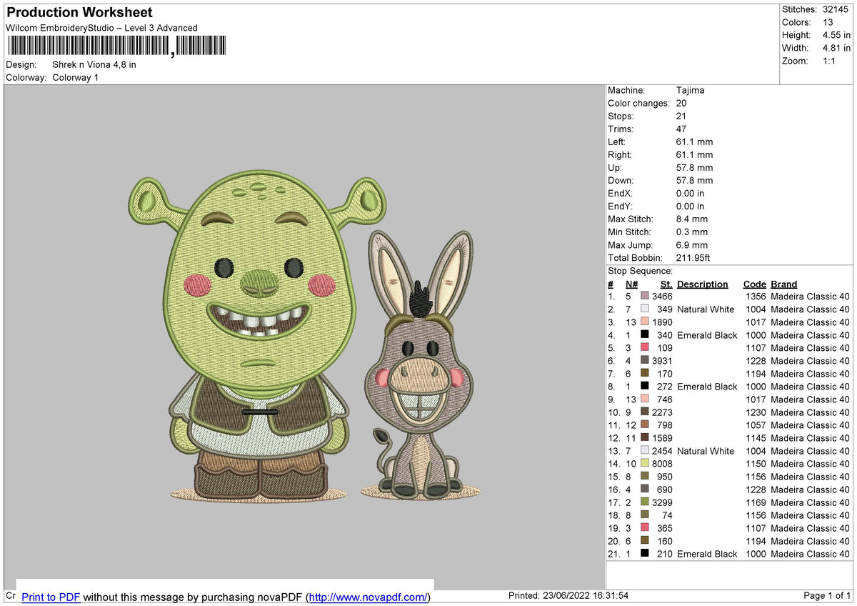 Shrek n Viona Embroidery – embroiderystores