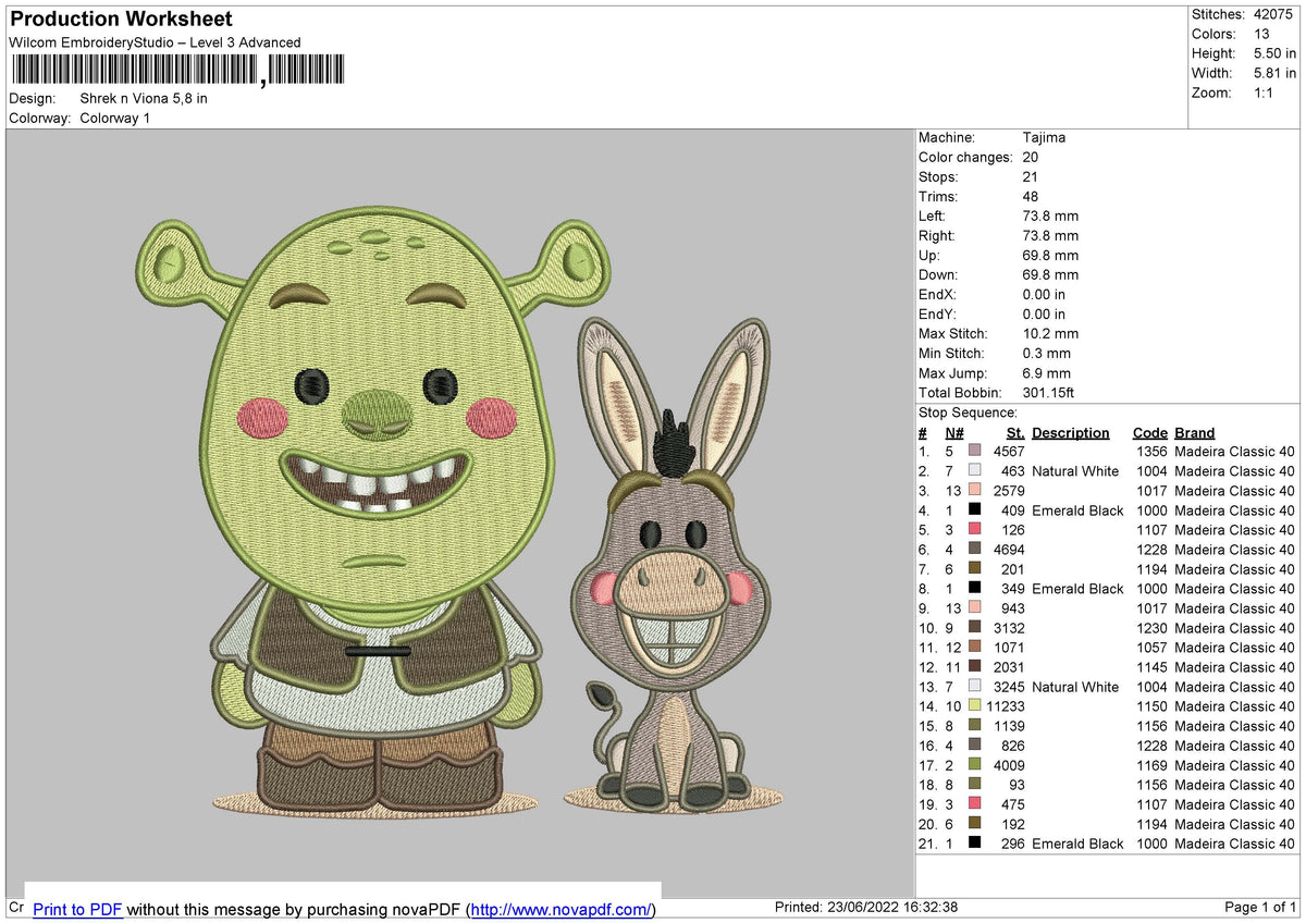 Shrek n Viona Embroidery – embroiderystores