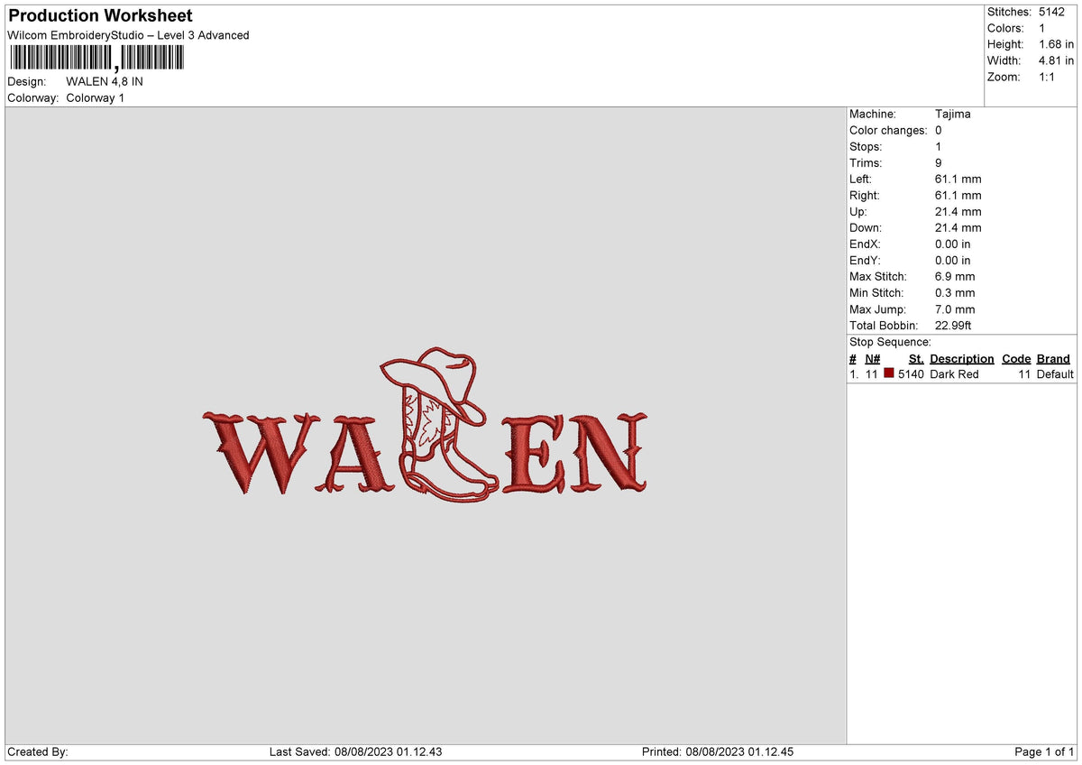 Walen Embroidery File 6 sizes – embroiderystores