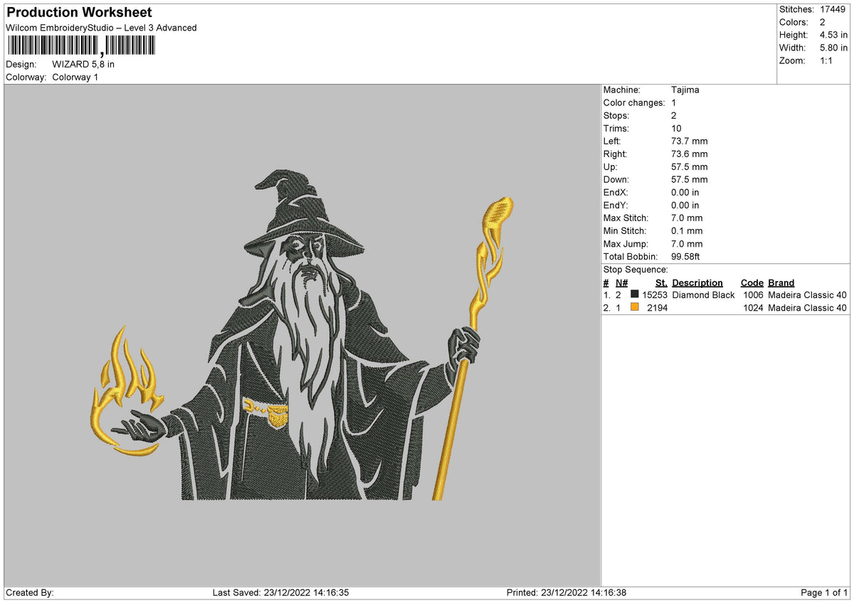 Wizard Embroidery File 6 sizes – embroiderystores