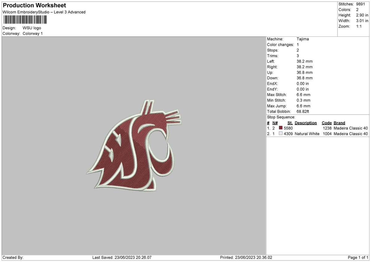 Wsu Logo Embroidery File 6 sizes – embroiderystores