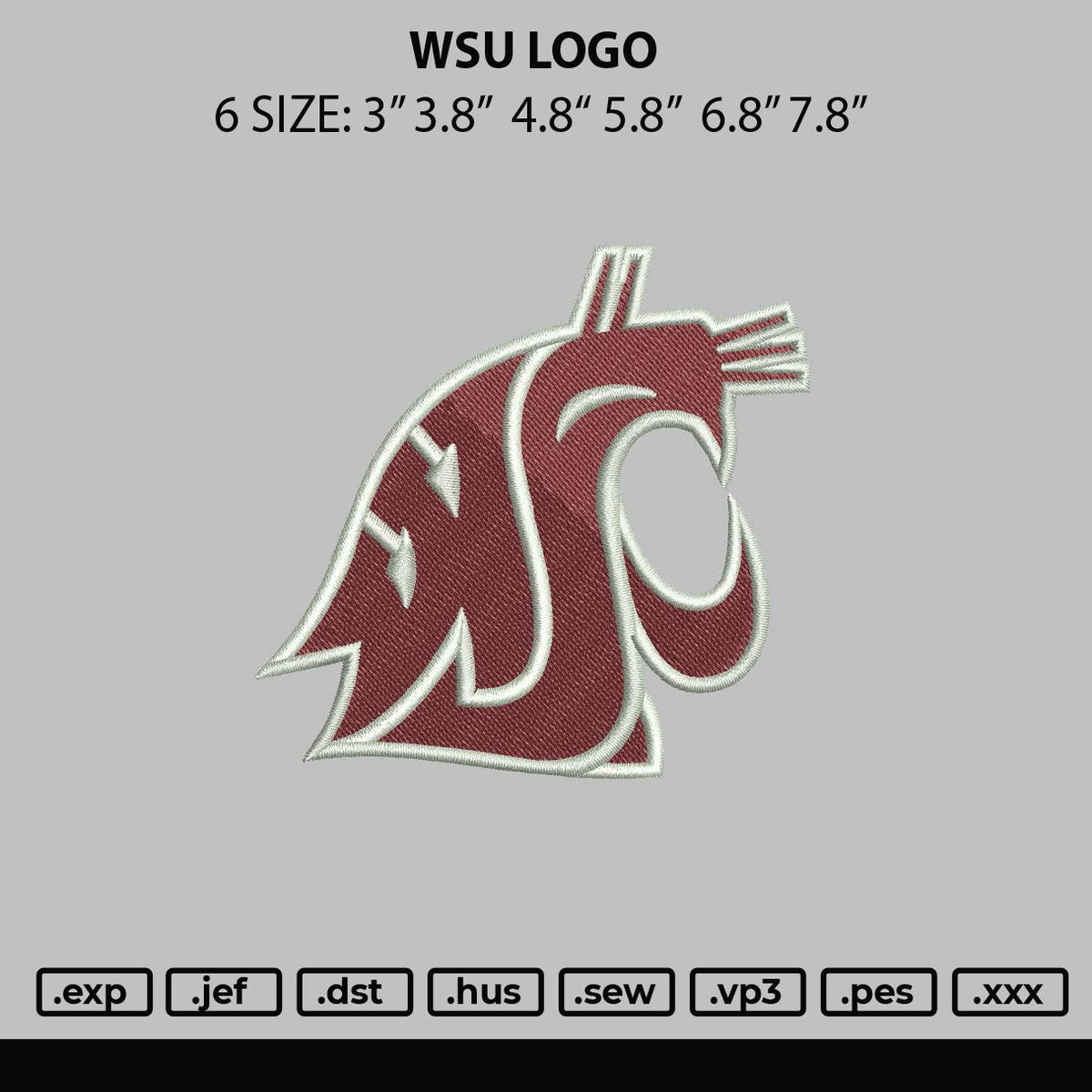Wsu Logo Embroidery File 6 sizes – embroiderystores