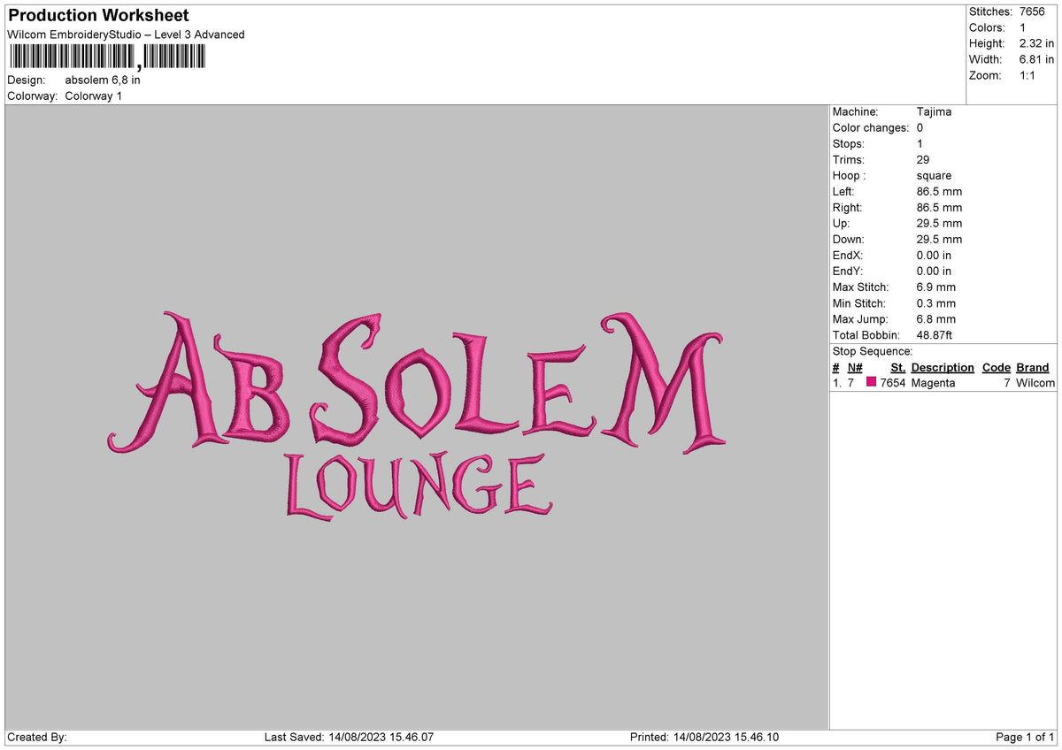 Absolem Embroidery File 6 sizes – embroiderystores