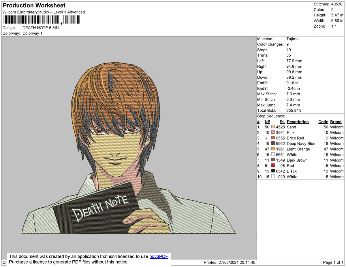 Death Note Embroidery – embroiderystores