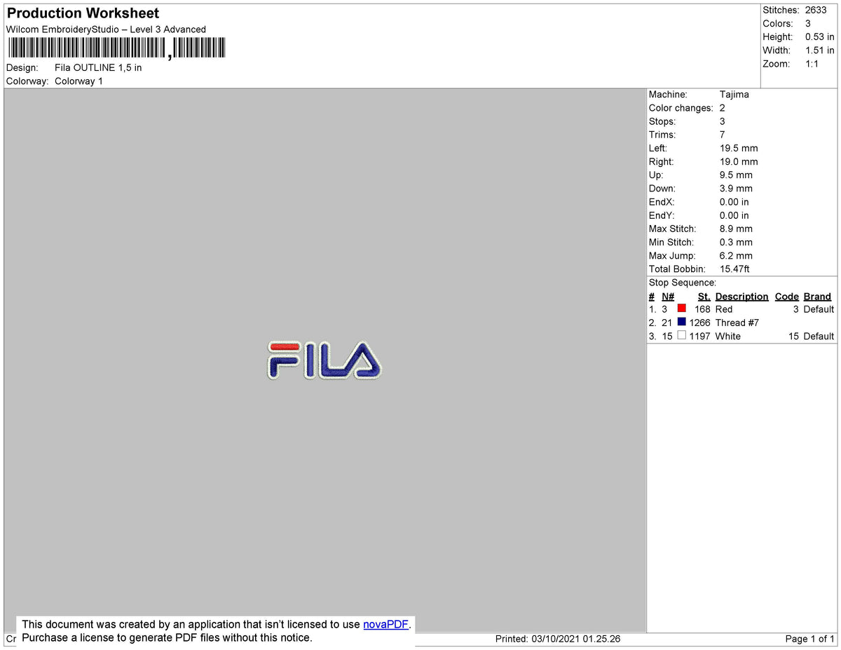 Fila Outline Embroidery – embroiderystores