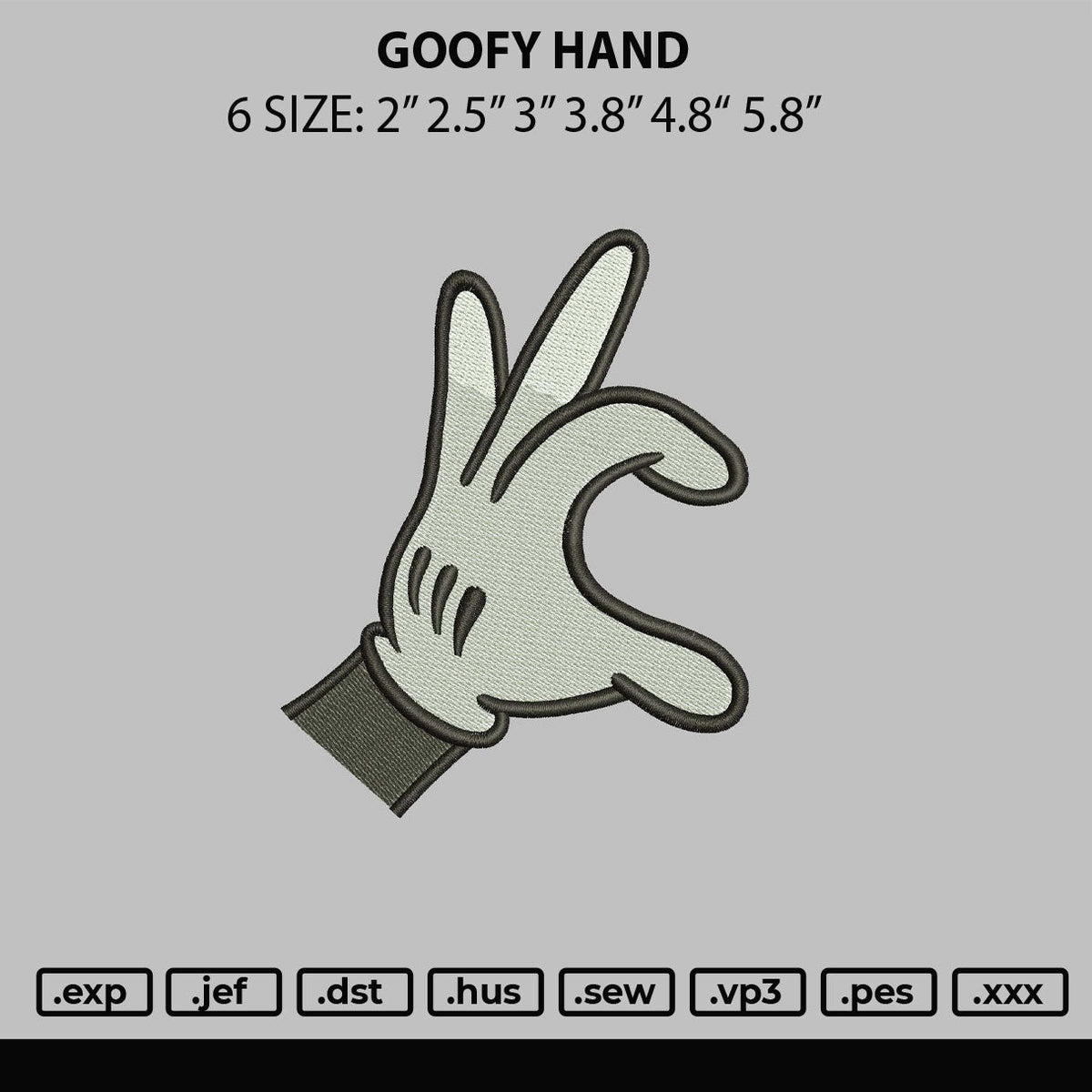 Goofy Hand Embroidery File 6 sizes – embroiderystores