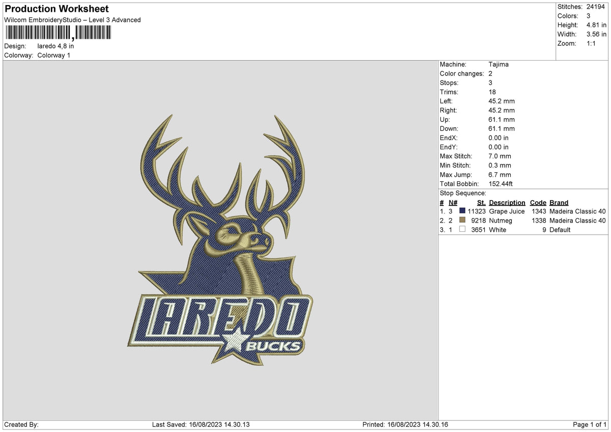 Laredo Embroidery File 6 sizes – embroiderystores