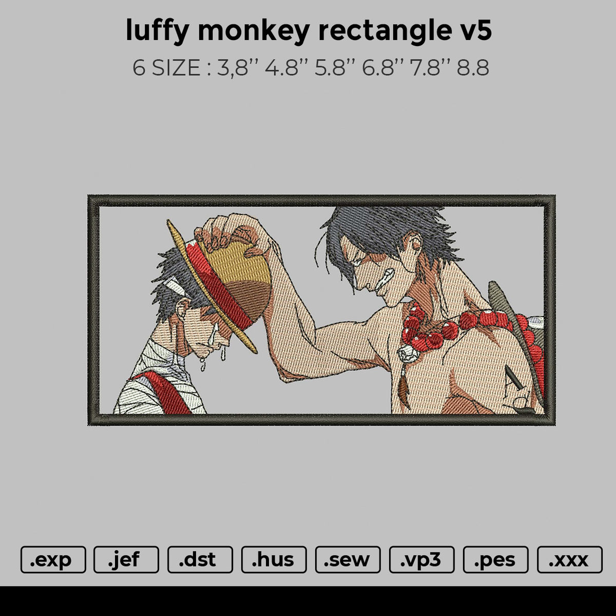 luffy monkey rectangle v5 – embroiderystores