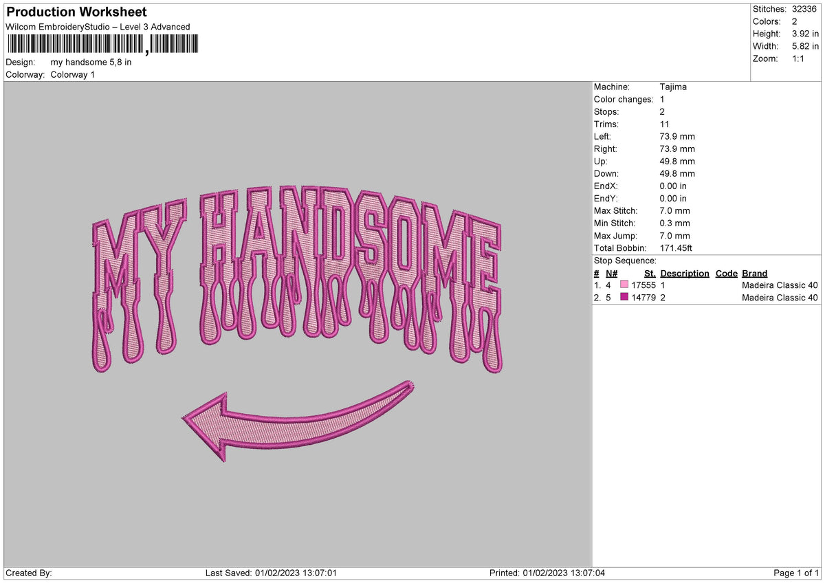 My Handsome Txt Embroidery File 6 sizes – embroiderystores