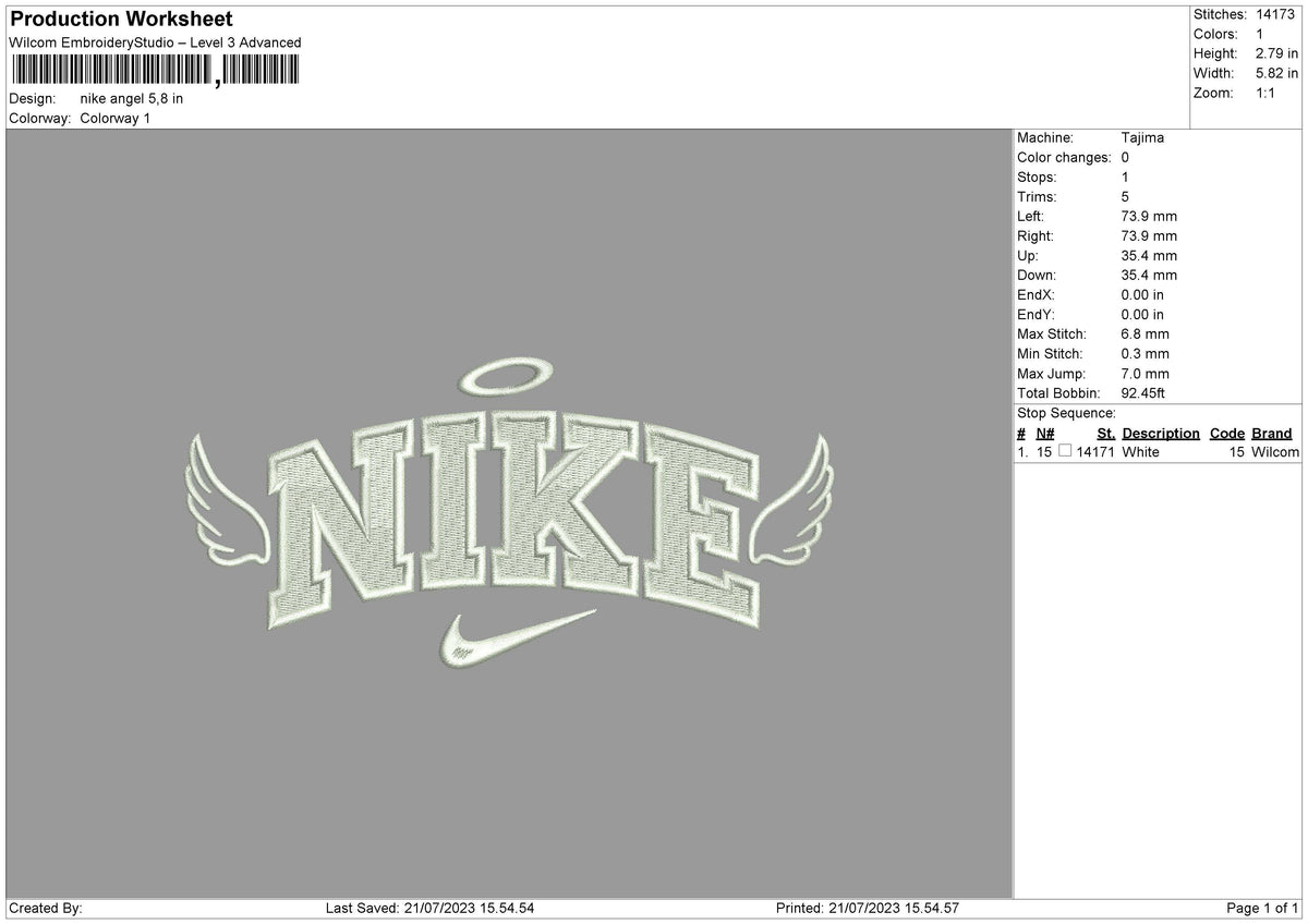 Nike Angel White Embroidery File 6 sizes – embroiderystores