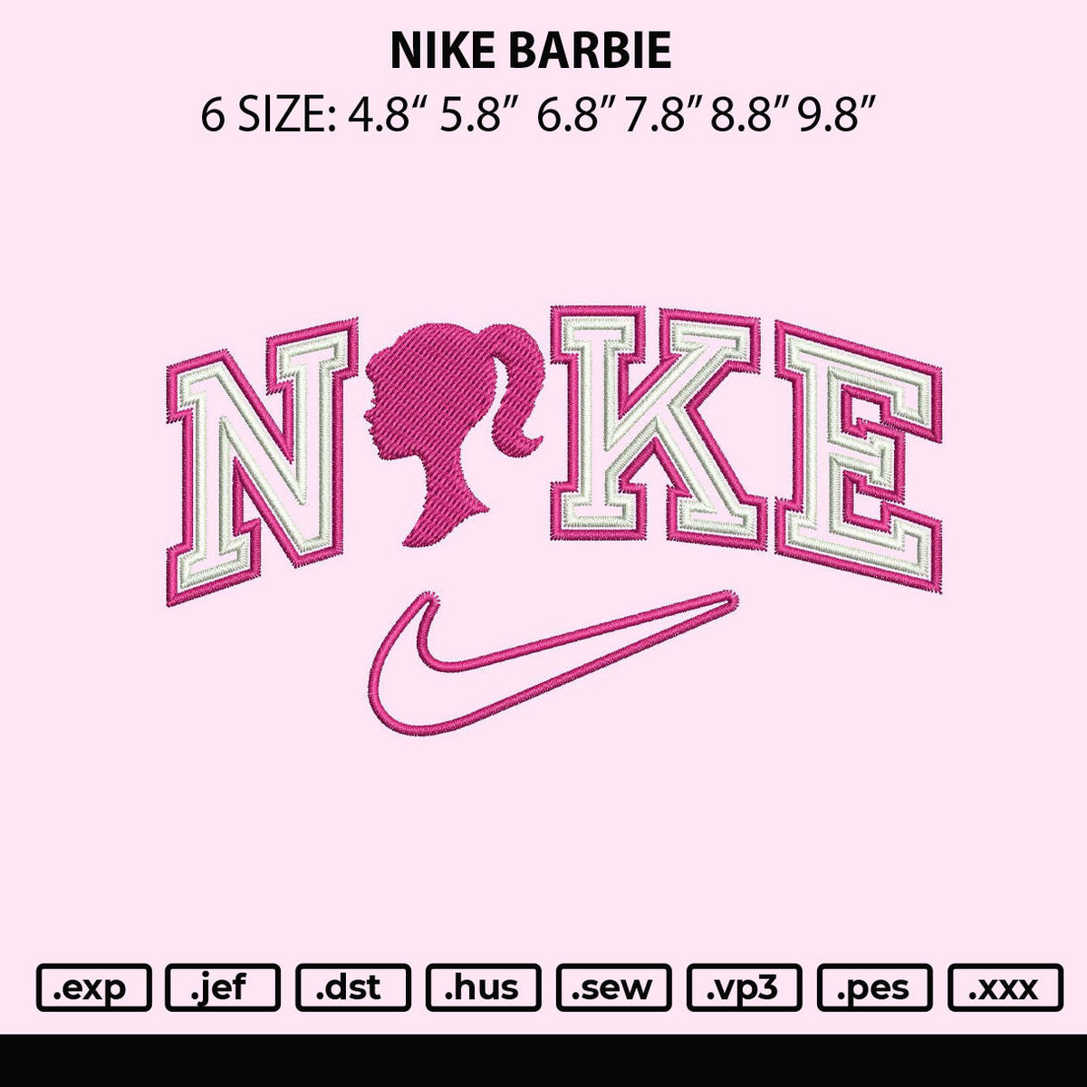 Nike Barbie Embroidery File 6 sizes – embroiderystores