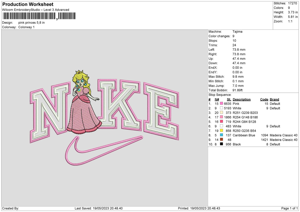 Nike Princess V3 Embroidery File 6 sizes – embroiderystores