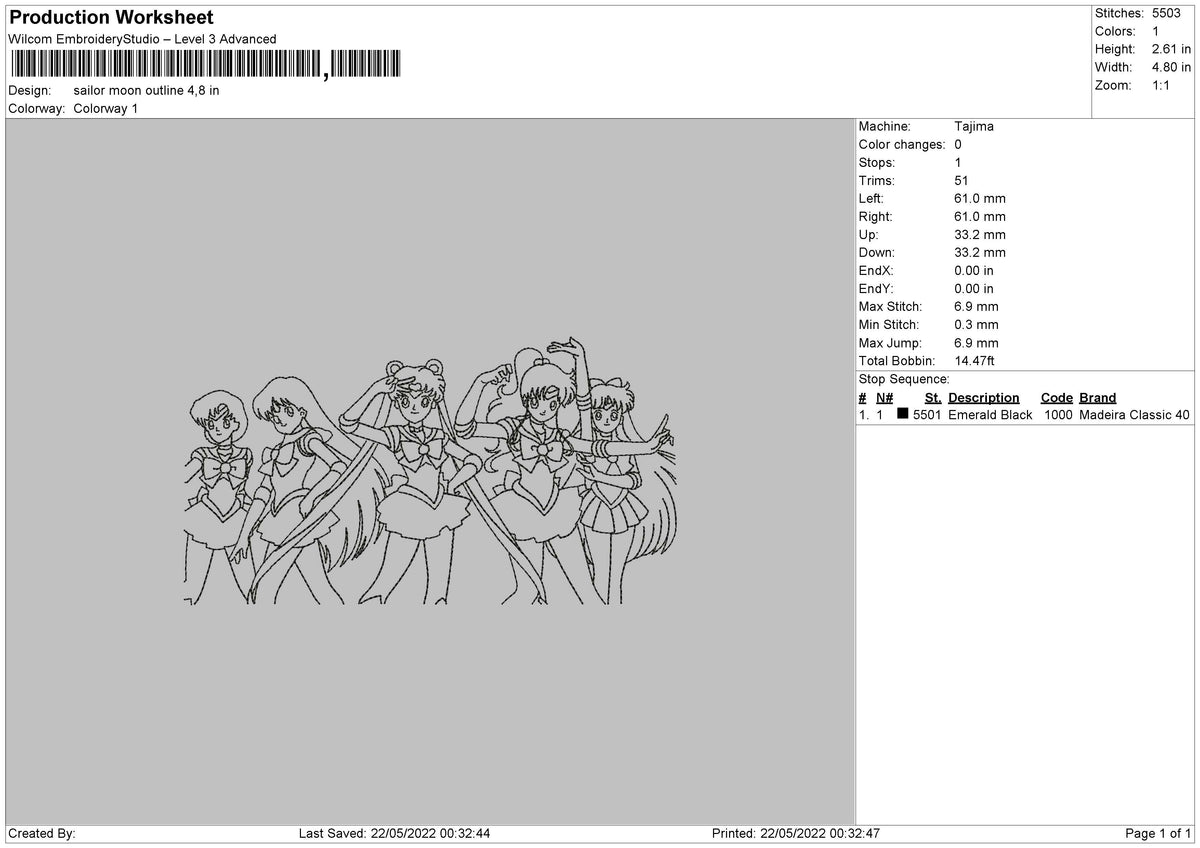 Sailor Moon Outline Embroidery – embroiderystores