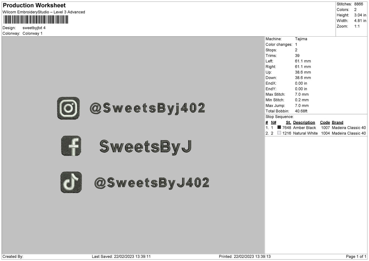 Sweetbyj Txt Embroidery File 6 sizes – embroiderystores