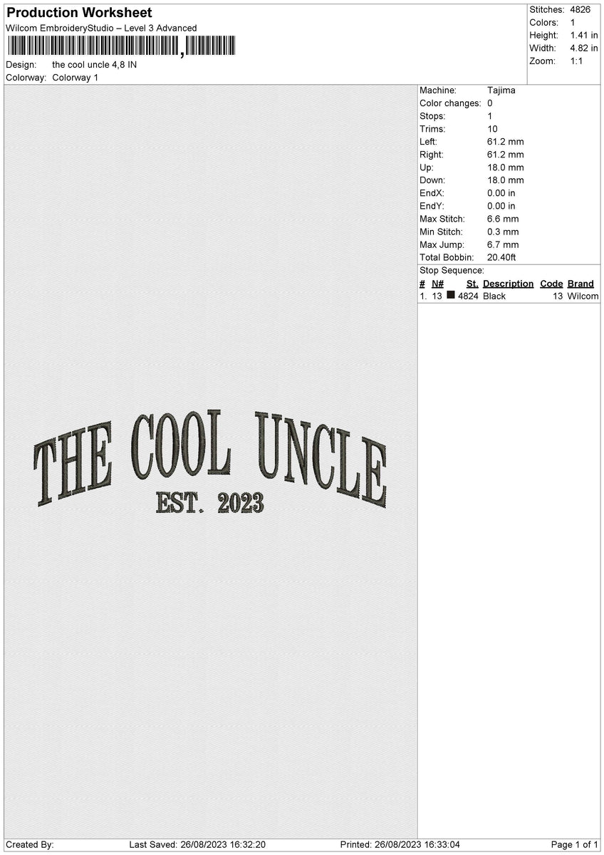 The Cool Uncle Embroidery File 6 size – embroiderystores