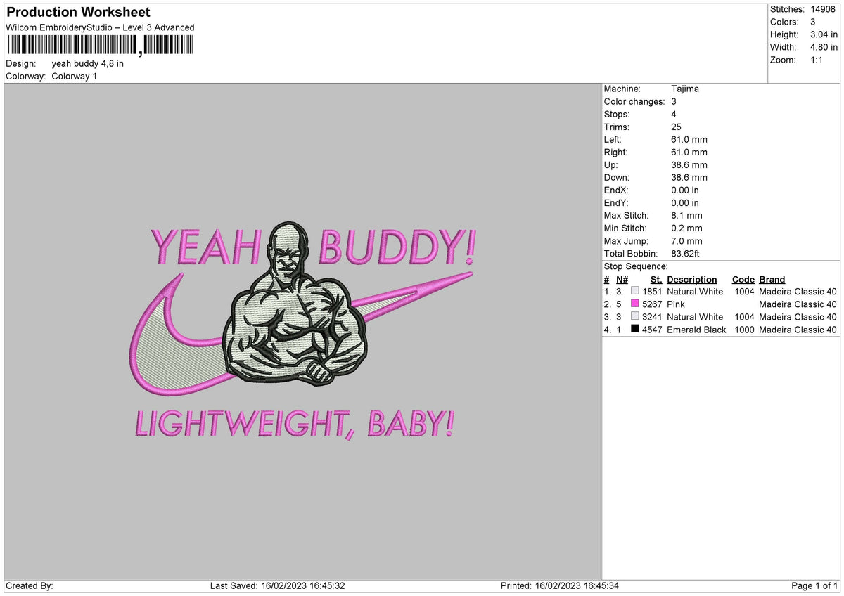 Yeah Buddy Embroidery File 6 sizes – embroiderystores