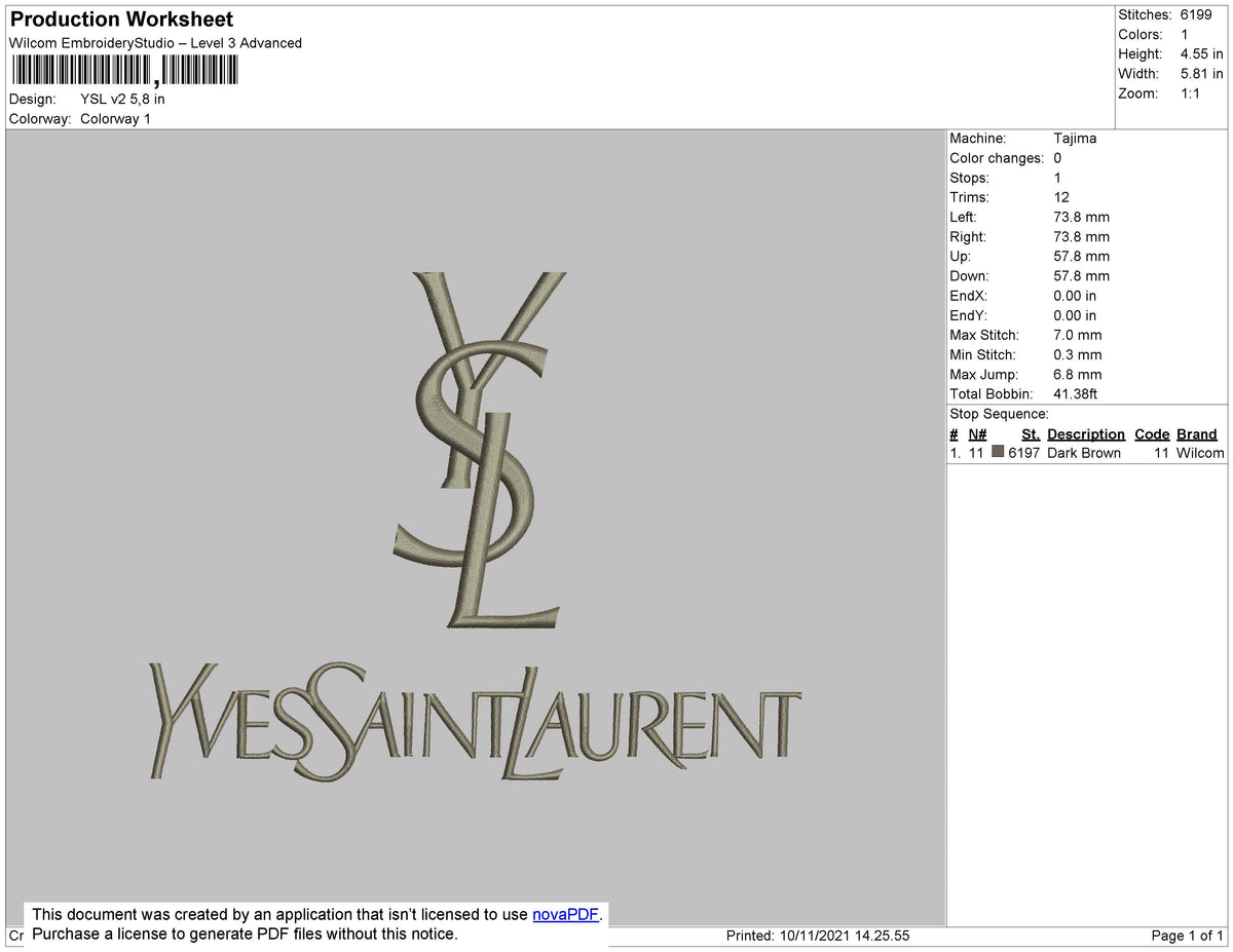 YSL V2 Embroidery – embroiderystores